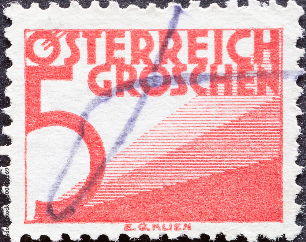 Austria - circa 1927: a postage stamp from Austria, showing a number ...
