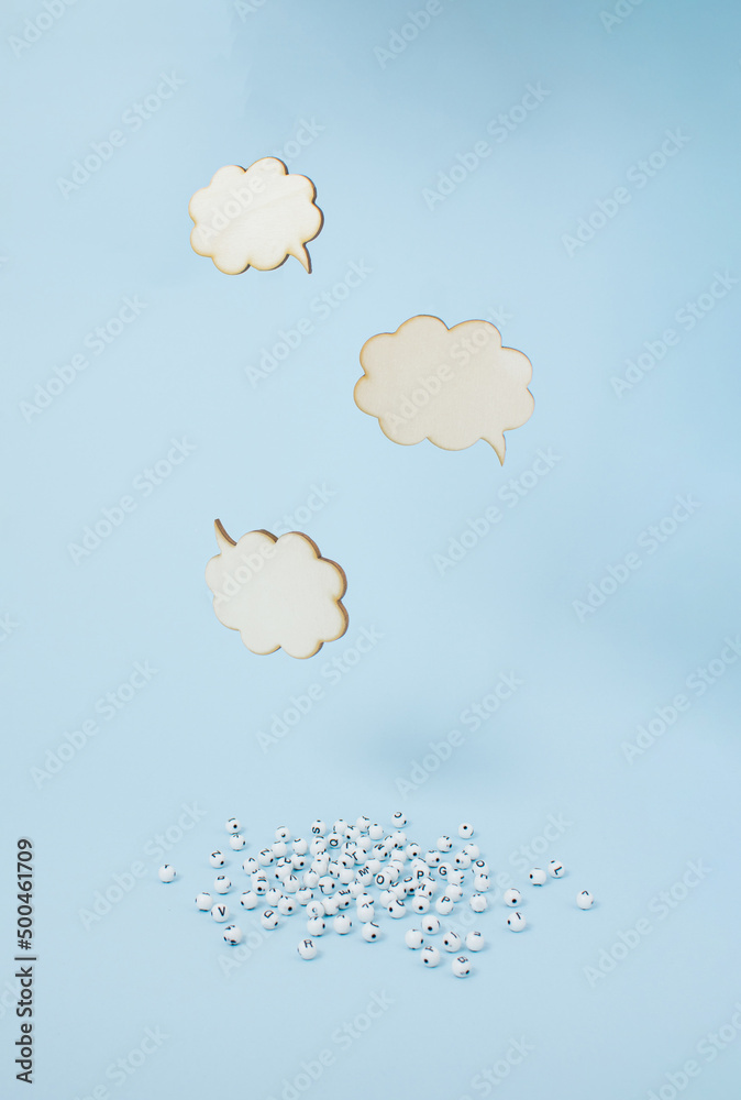 Three cloudy empty conversation box on bright blue background with ...