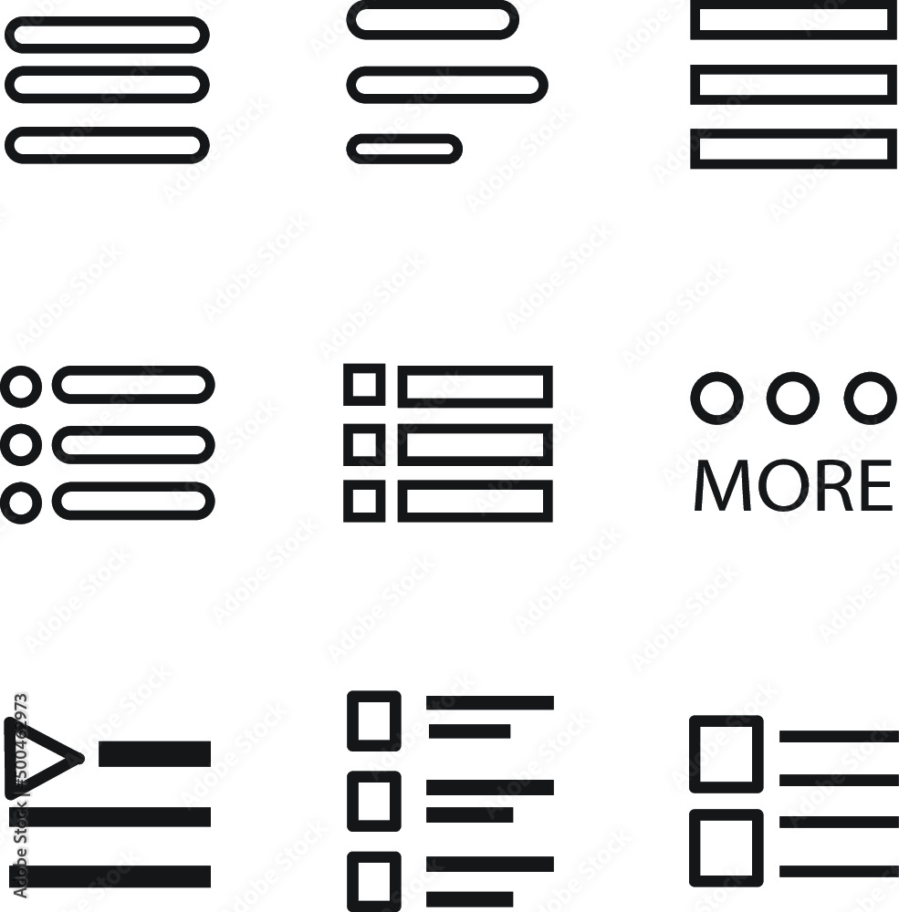 Set of Icons for Website Menu Navigation. Vector Set of UI Design Elements. Interface Design ...