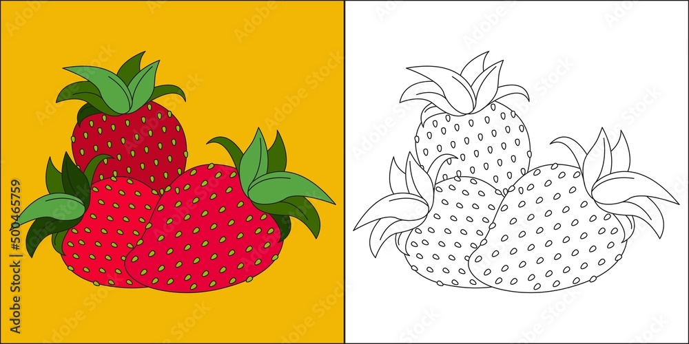 Strawberry fruit suitable for children's coloring page vector ...