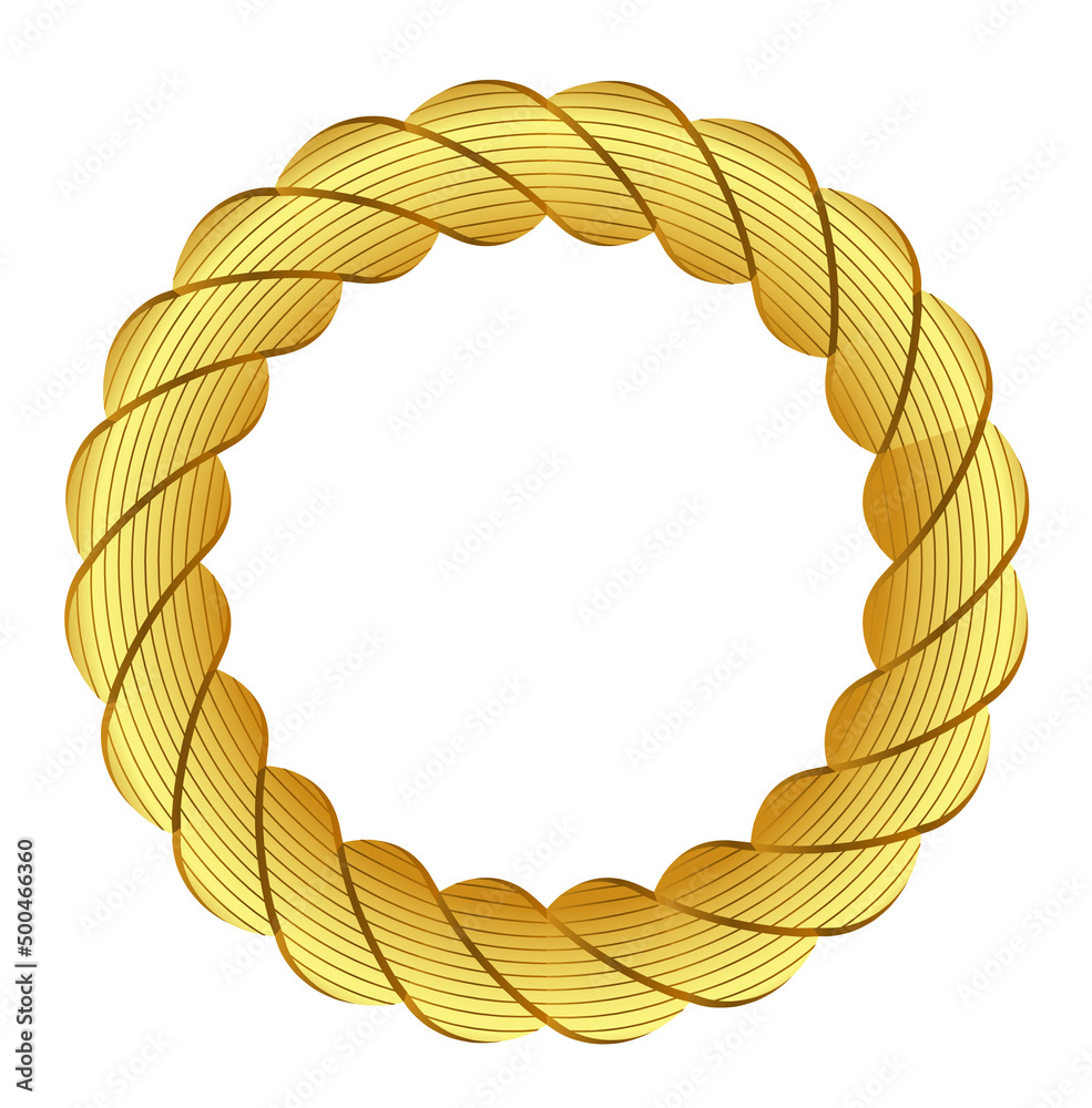 Gold rope of realistic nautical twisted rope knots, loops for ...