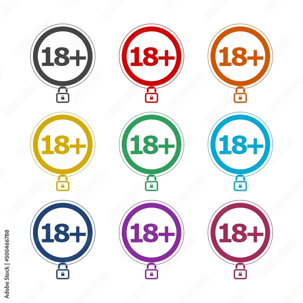 Plus 18 prohibition sign for people under eighteen years of age color ...
