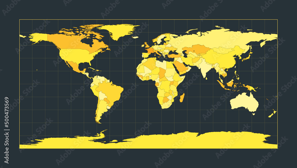 World Map. equirectangular (plate carree) projection. Futuristic world ...
