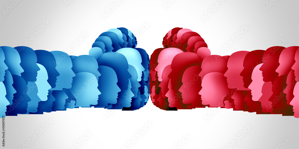 Culture war and cultural wars concept or divided people in politics ...