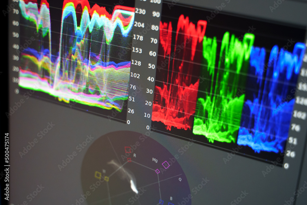 Lumetri scope and RGB parade on video editing software Stock Photo ...