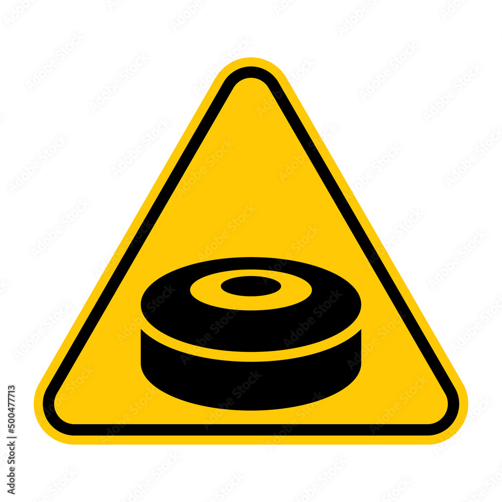 Land mines warning sign. Vector illustration of yellow triangle sign ...