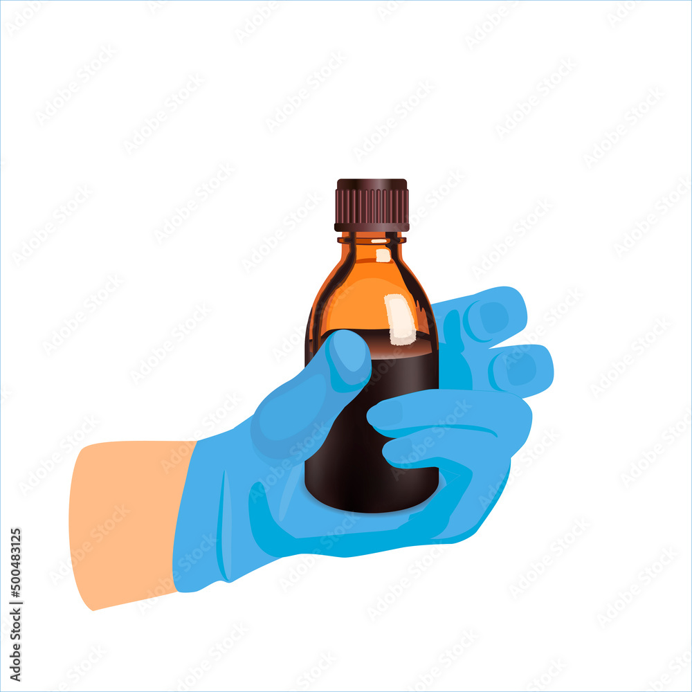 Female hand with bottle of iodine on white background. Iodine, wound ...