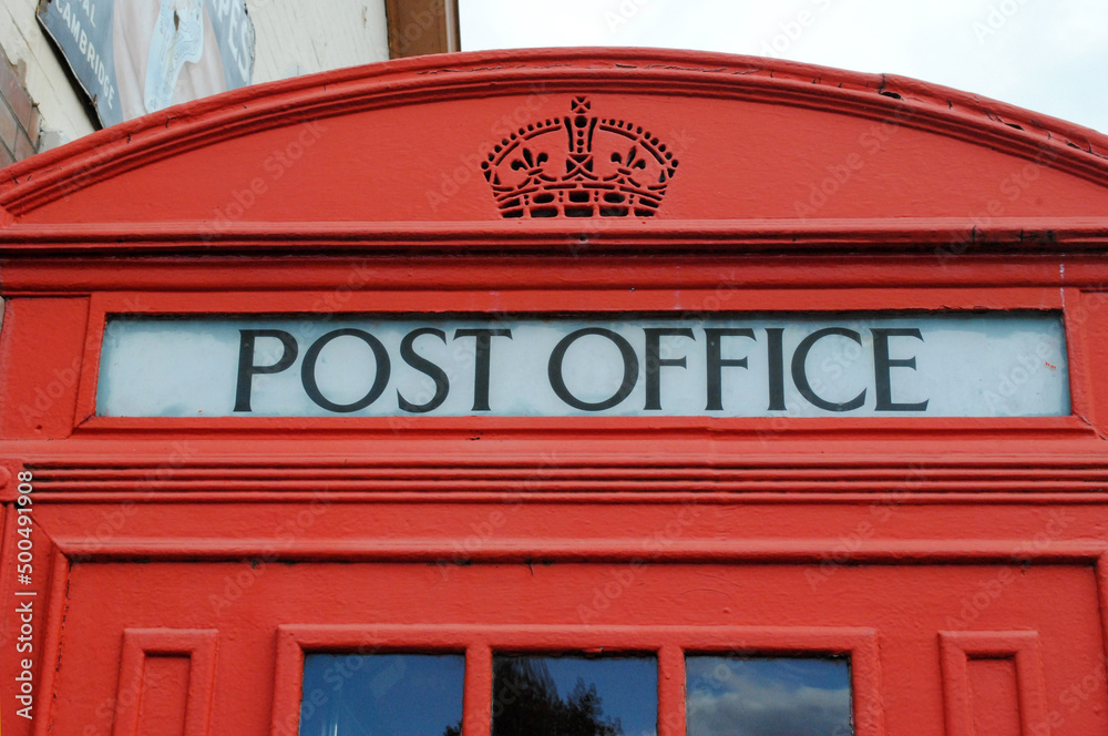Part of Old K2 Red Telephone Kiosk with Glass Post Office Sign and ...
