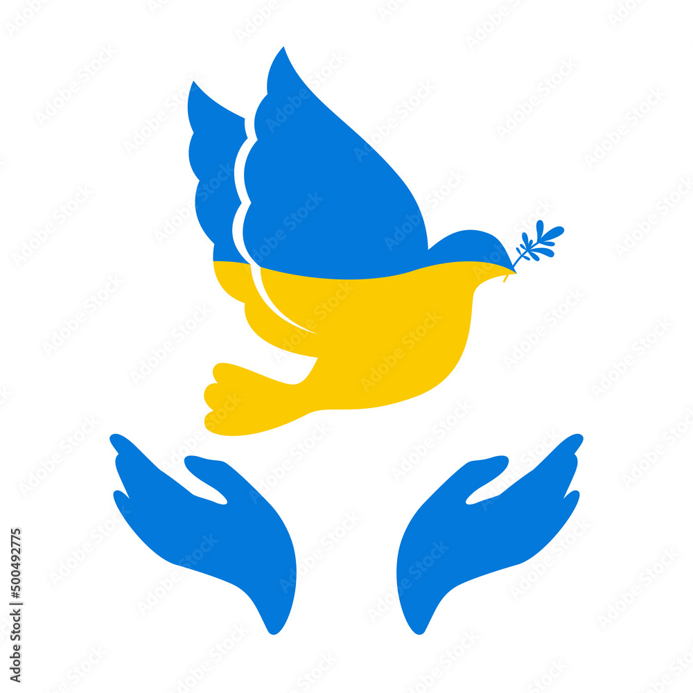 Peace in Ukraine dove symbol. Freedom, humanity emblem peaceful and no ...