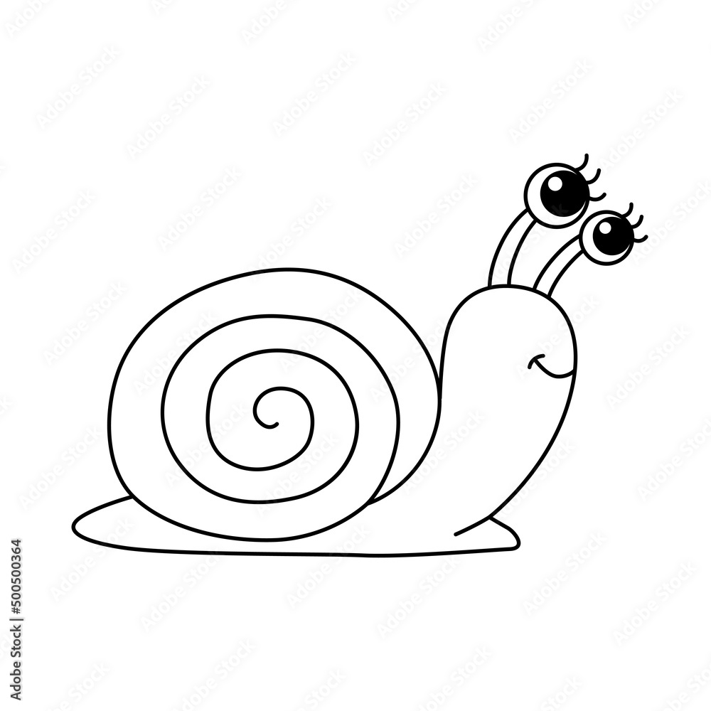 Snail cartoon coloring page illustration vector. For kids coloring book ...