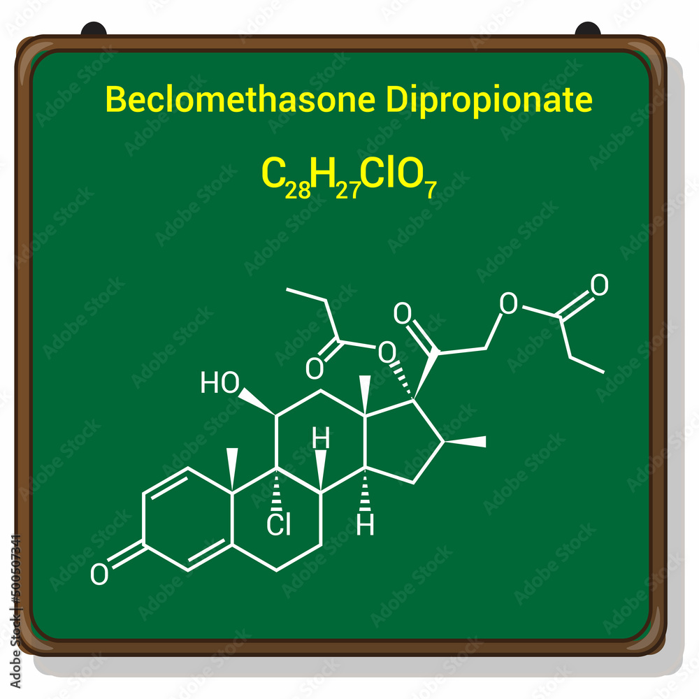 chemical structure of beclomethasone dipropionate (C28H37ClO7) Stock Vector | Adobe Stock