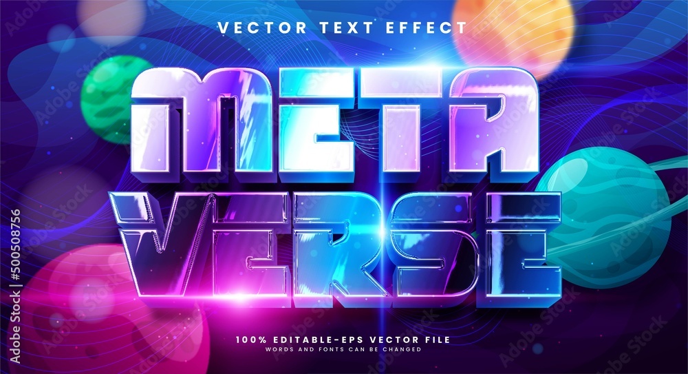 Metaverse 3d editable text effect suitable for digital technology theme ...