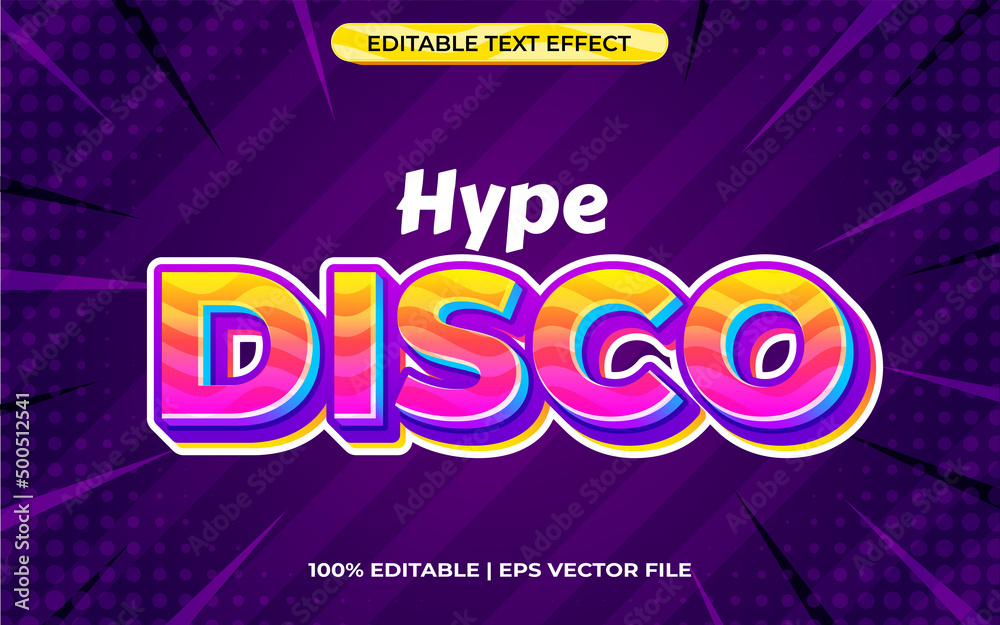 disco 3d text effect with colorful theme. orange typography template ...