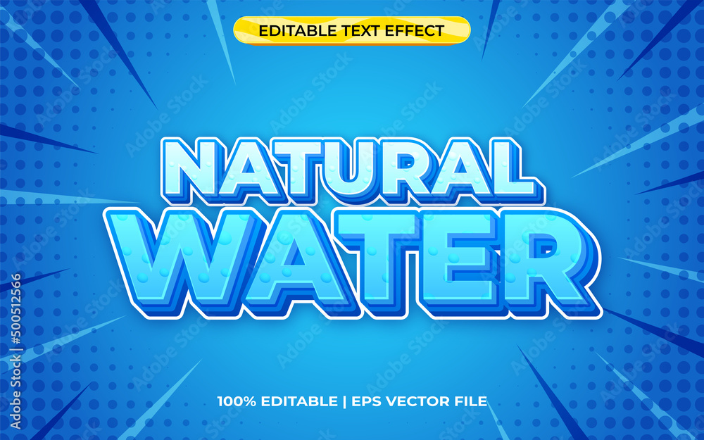 natural 3d text effect with blue water theme. blue typography template ...