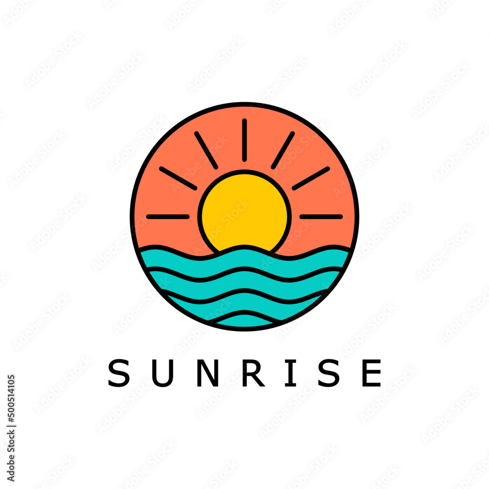 logo templates, icons, sunset or sunrise symbols. logo design with thin ...