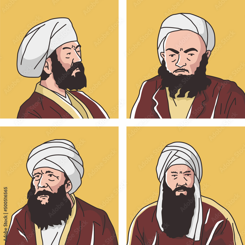 vector illustration of four Imams of Jurisprudence: Imam Abu Hanifa ...