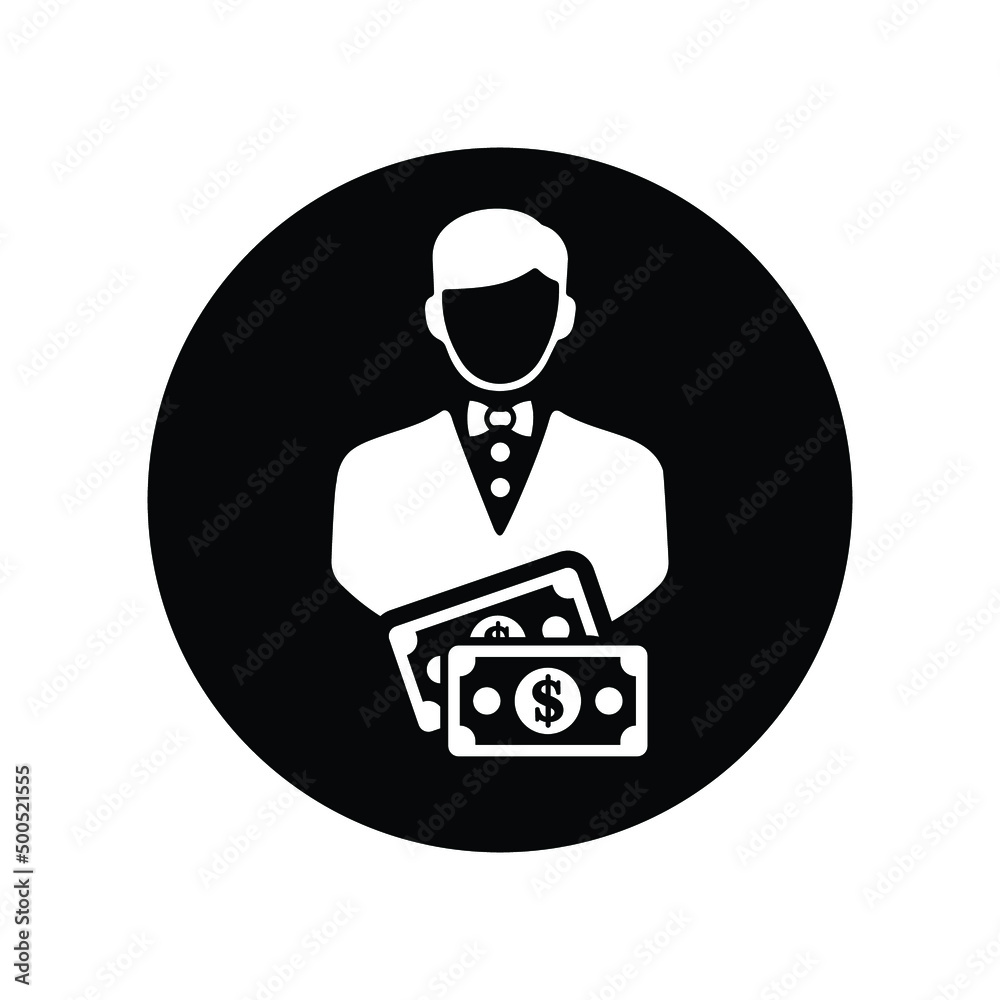 Cash, male, user icon. Black vector sketch. Stock Vector | Adobe Stock