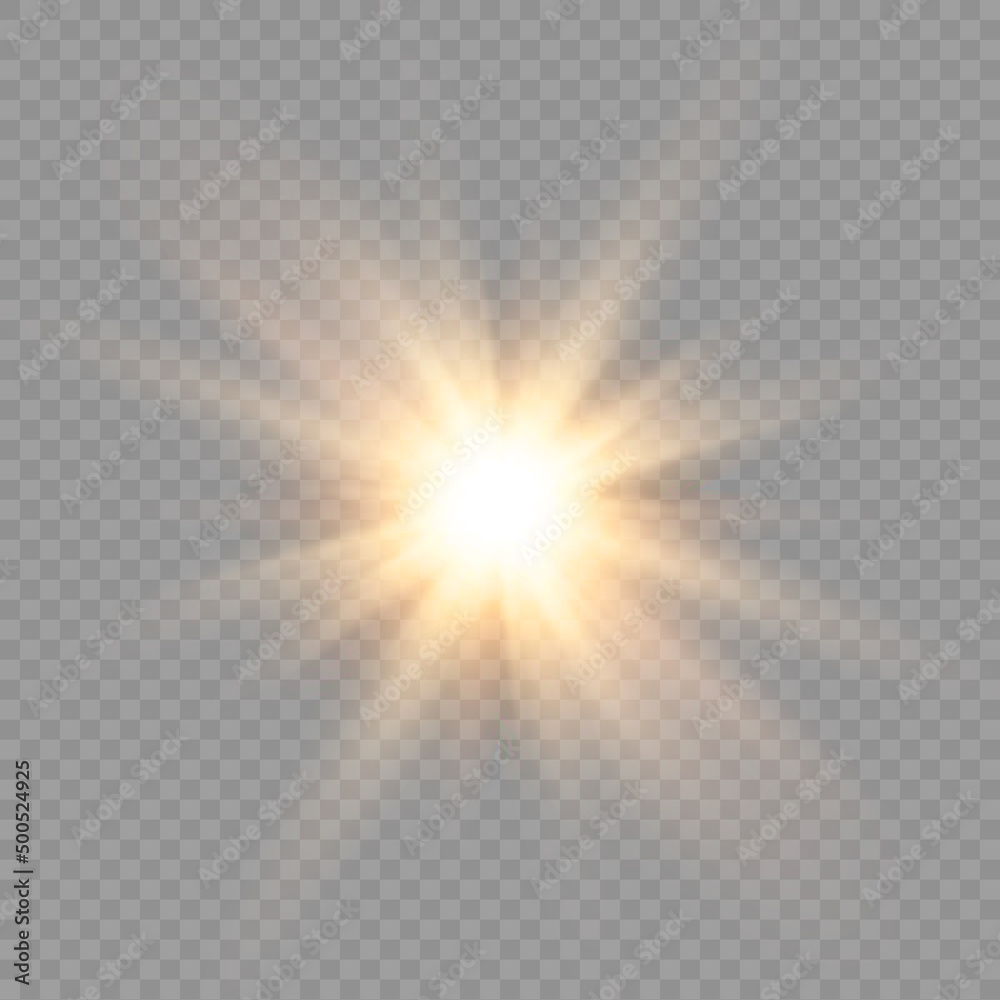 Glow isolated white transparent light effect set, lens flare, explosion ...