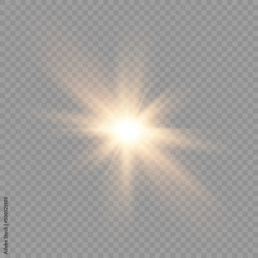 Glow isolated white transparent light effect set, lens flare, explosion ...