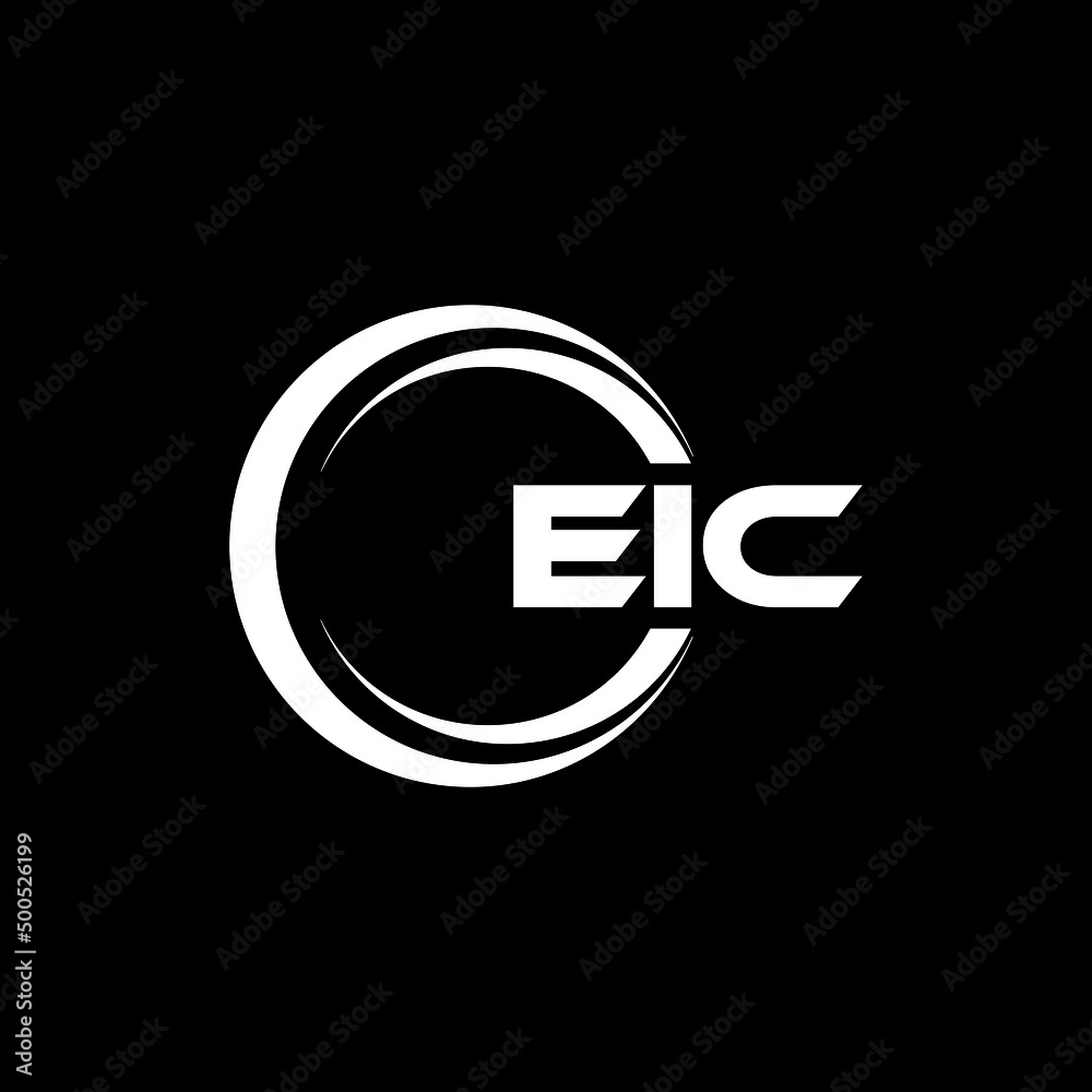 EIC letter logo design with black background in illustrator, vector ...