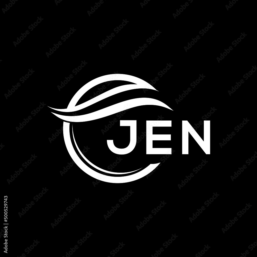 JEN letter logo design on black background. JEN creative initials ...