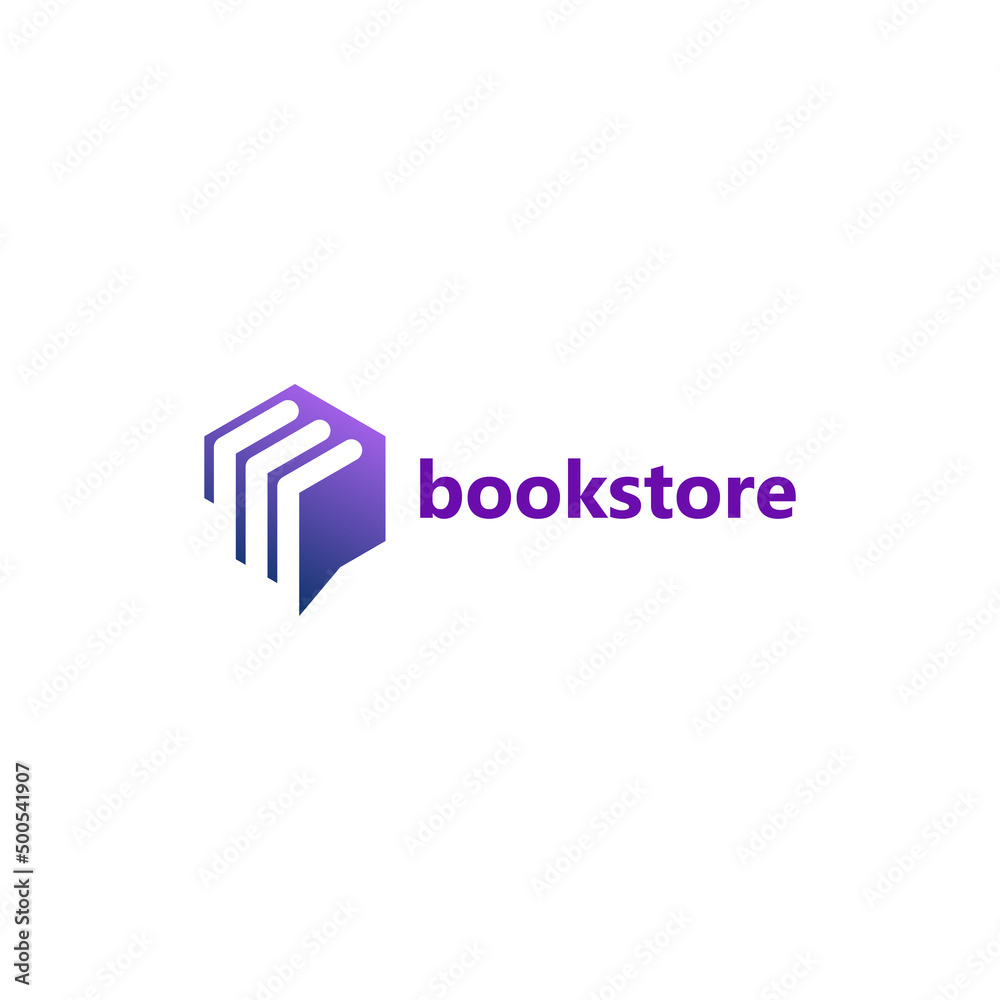 geometric book store logo. hexagonal book icon shape illustration Stock ...