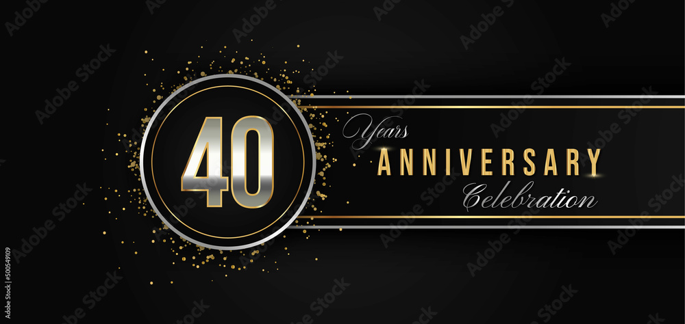 40 Year Anniversary Celebration with Silver and Gold Color for ...