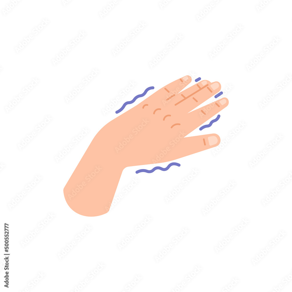 hand tingling, shaking, tremor illustration. illness, incident, problem ...