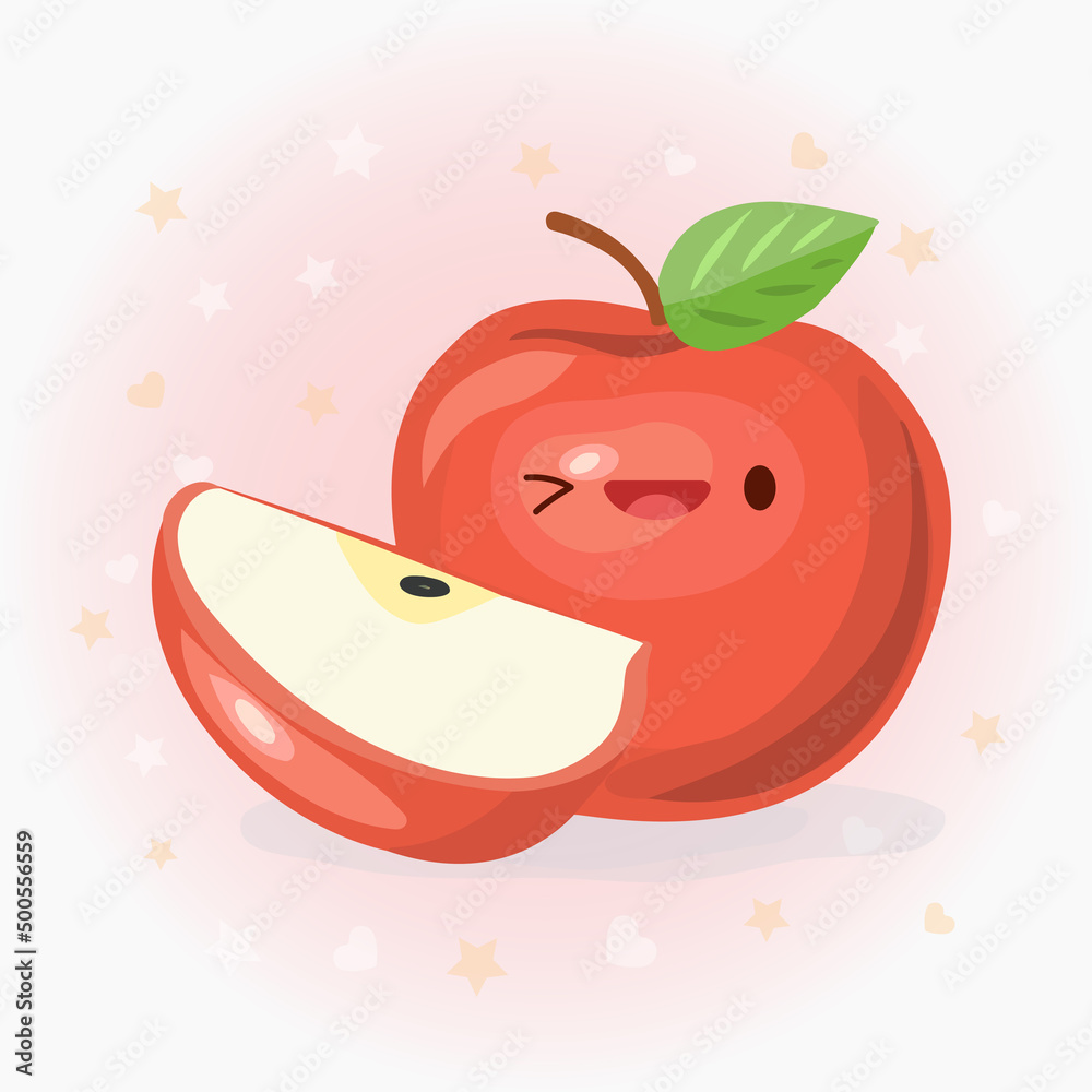 Cute apple vector icon illustration. Apple sticker cartoon logo. Food ...