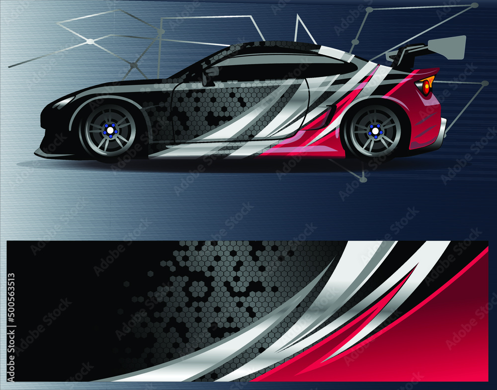 Race car wrap decal designs. Abstract racing and sport background for ...