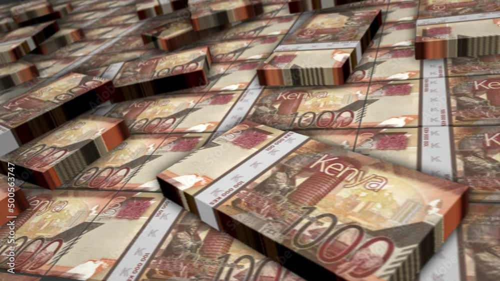 Kenyan Shilling banknote bundle loop. KES money stacks. Concept of ...