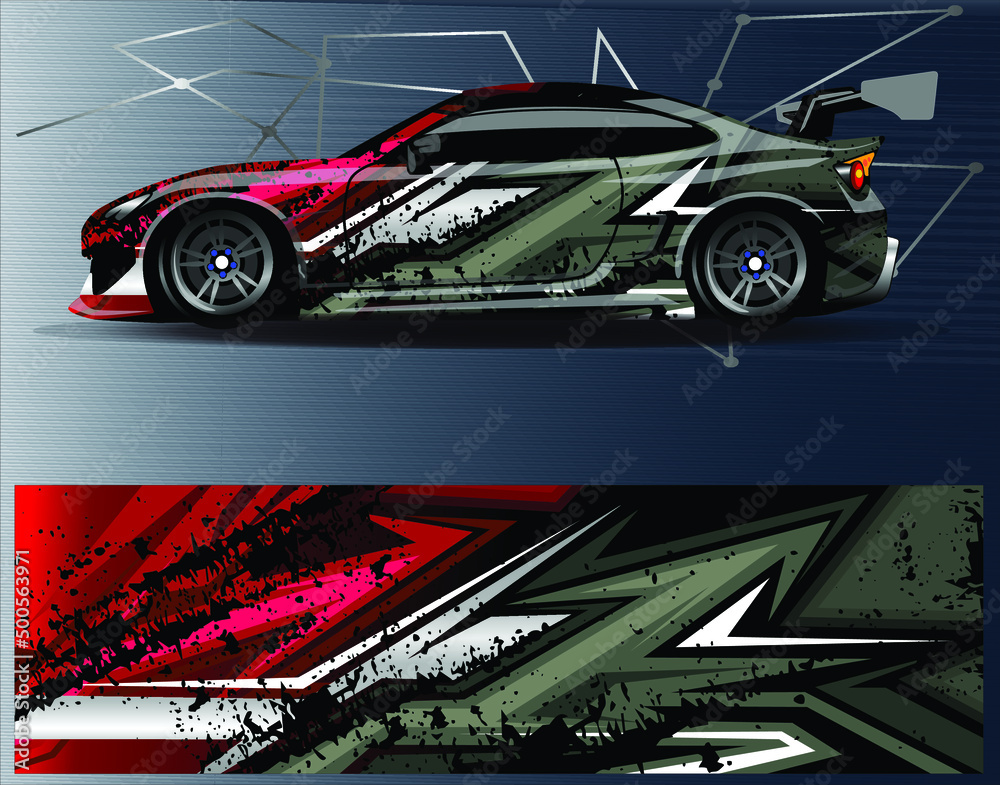 Race car wrap decal designs. Abstract racing and sport background for ...