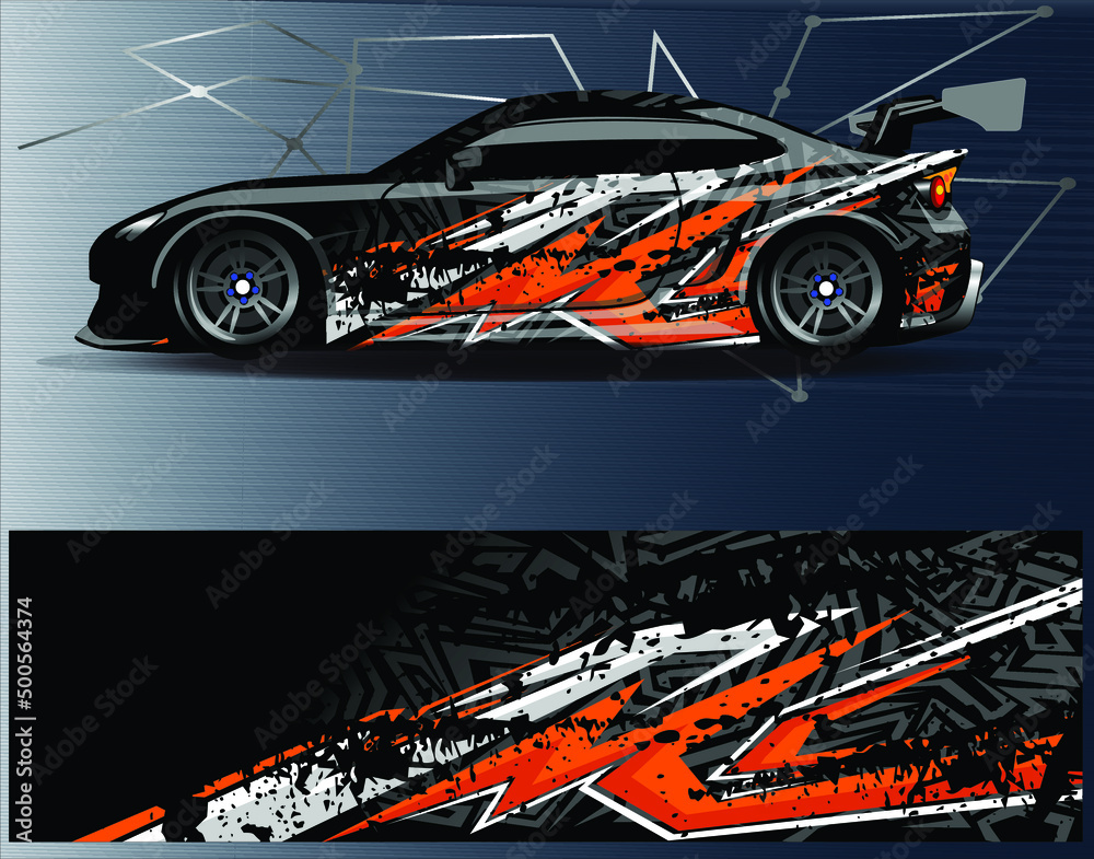 Race car wrap decal designs. Abstract racing and sport background for ...