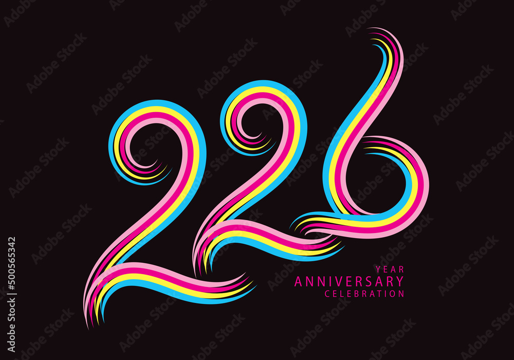 226 number design vector, graphic t shirt, 226 years anniversary ...
