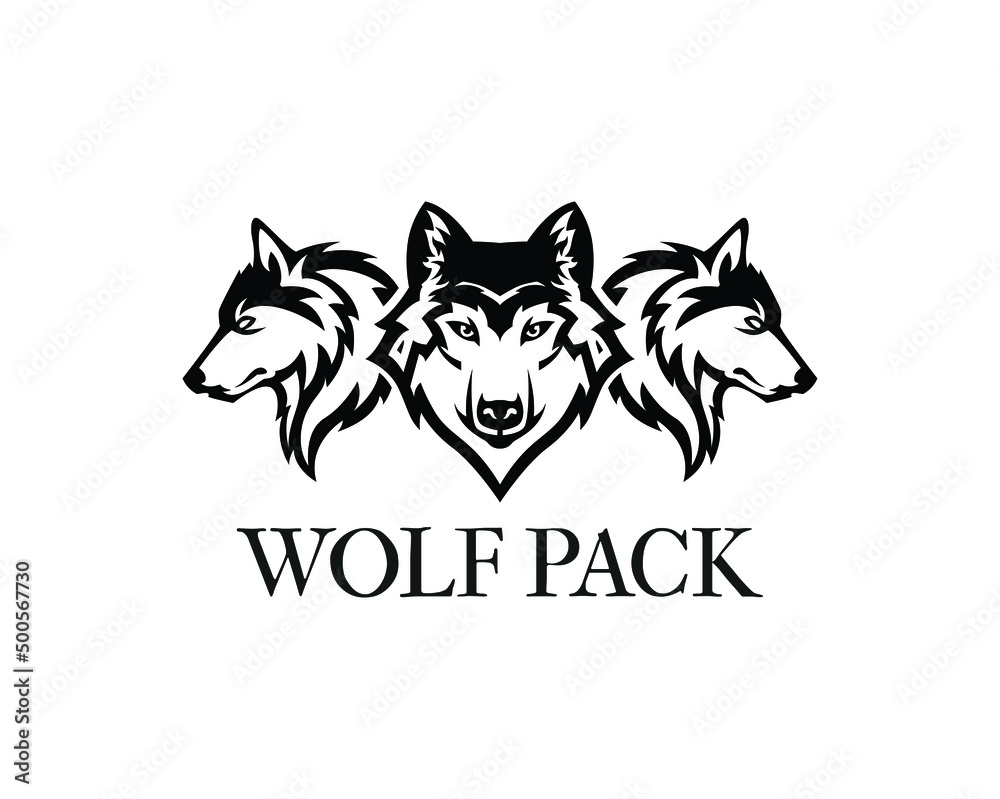 wolf pack logo design vector Stock Vector | Adobe Stock wolf pack logo design vector Stock Vector | Adobe Stock