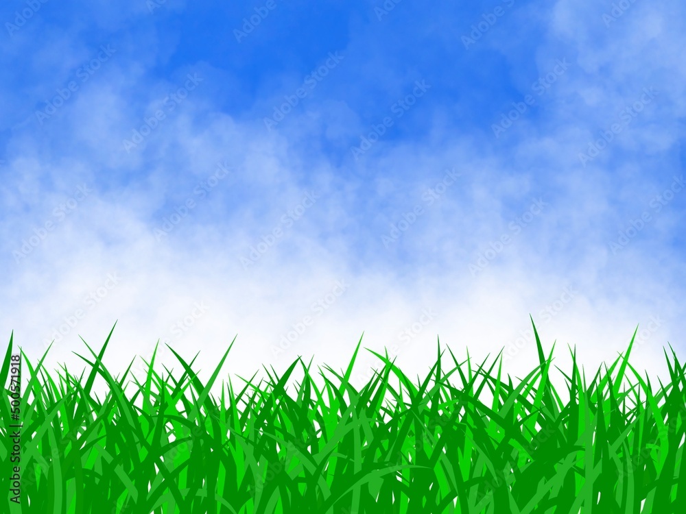 grass and sky nature background. nature illustration background. Stock ...