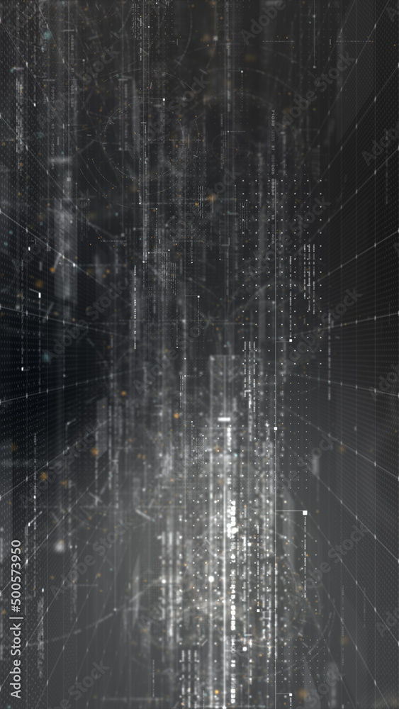 Vertical screen Format : Futuristic abstract de-focus Metaverse data ...