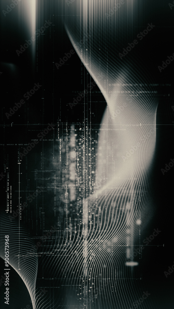 Vertical screen Format : Futuristic abstract de-focus Metaverse data ...