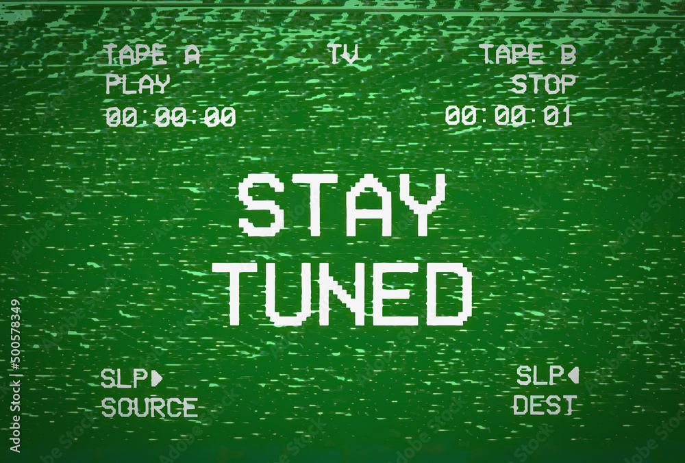 An old damaged VHS tape tracking a bad signal from a double deck, with ...