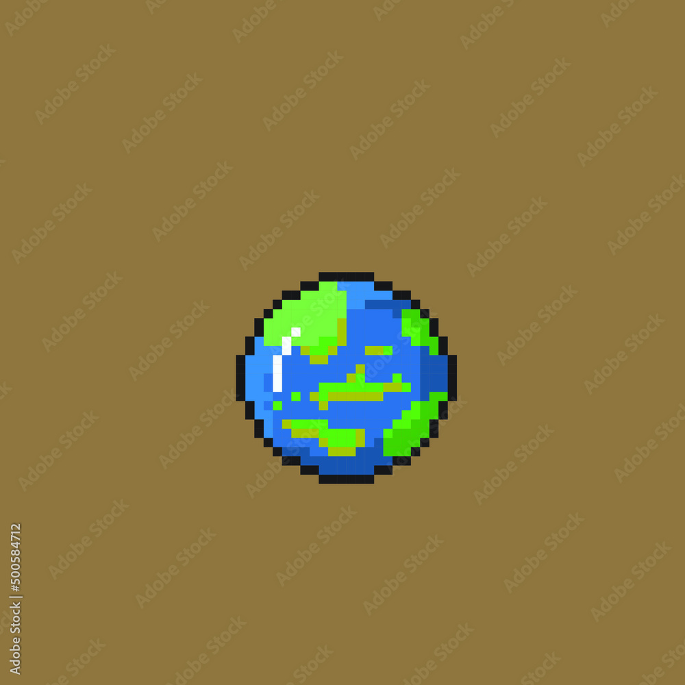 globe earth in pixel art style Stock Vector | Adobe Stock