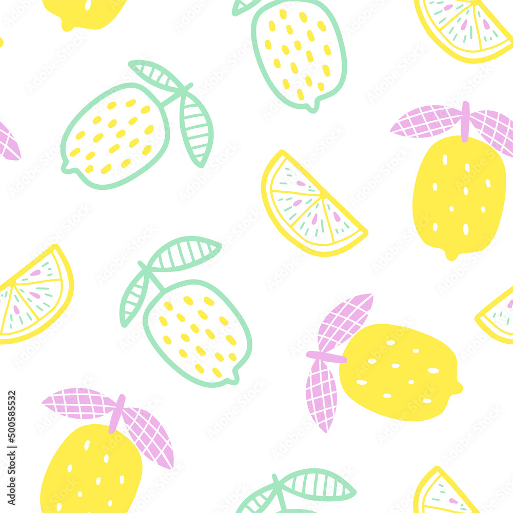Seamless pattern with lemons. Modern background for textile and ...