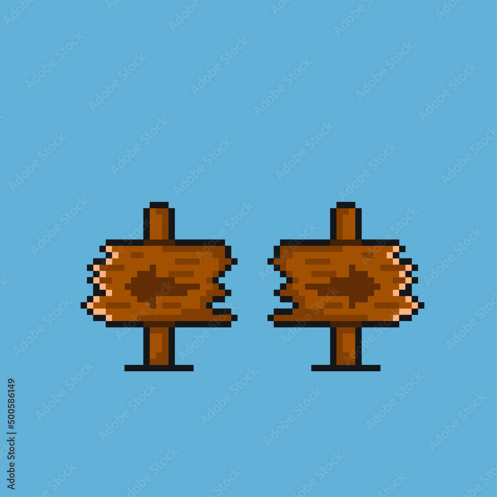 wooden direction sign in pixel art style Stock Vector | Adobe Stock
