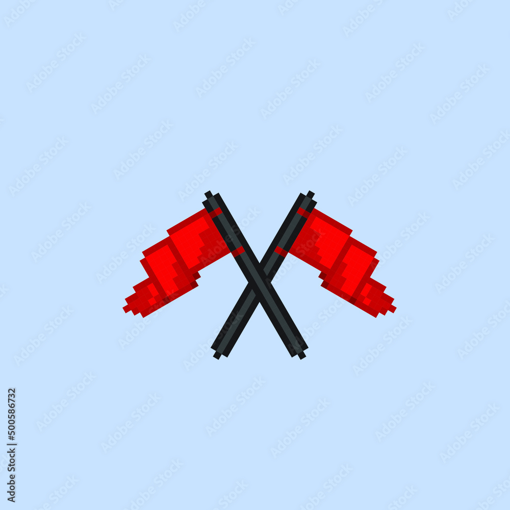 crossed red flag in pixel art style Stock Vector | Adobe Stock