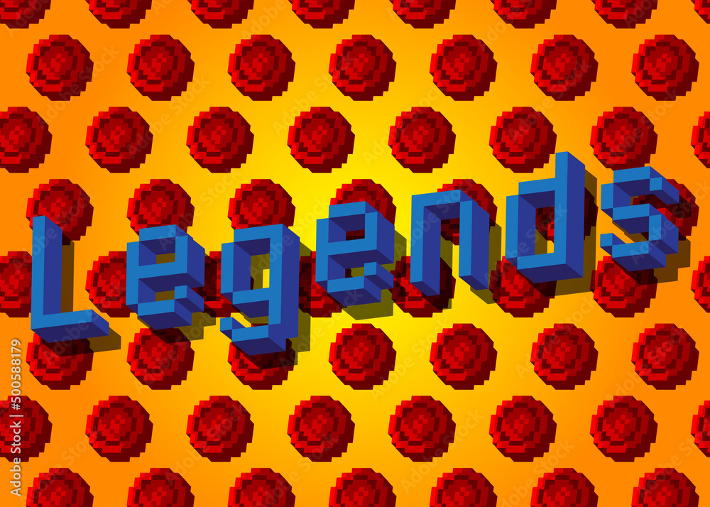 Legends pixelated word with geometric graphic background. Vector ...
