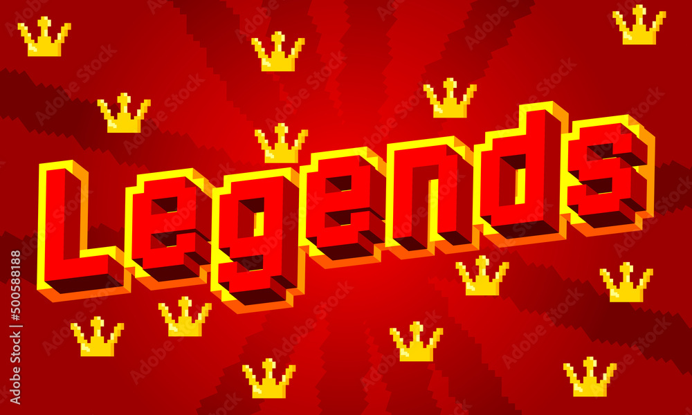 Legends pixelated word with geometric graphic background. Vector ...