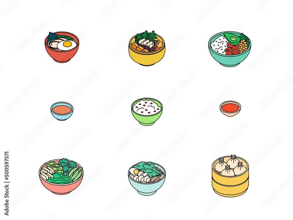 Food set - vegetables, greens, dairy, meat, fruit, fish, drink, meal ...