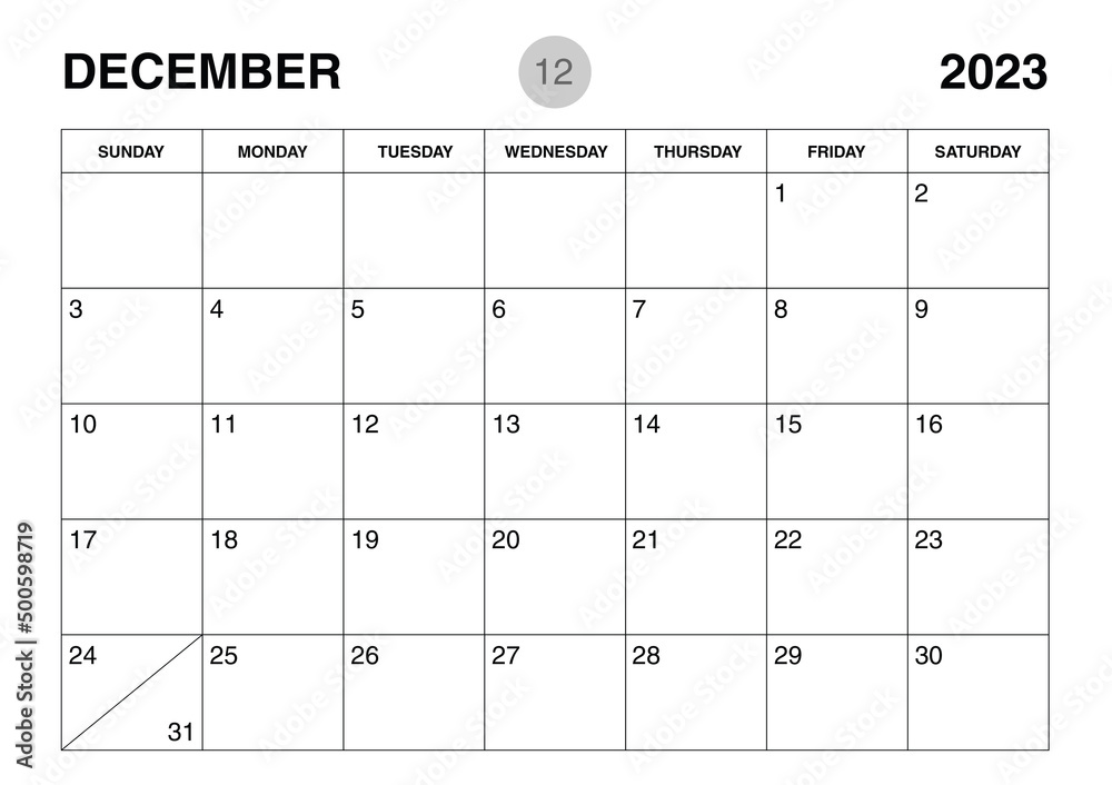 Vetor Do Stock December 2023 Year Planner Template Calendar 2023 vetor-do-stock-december-2023-year-planner-template-calendar-2023