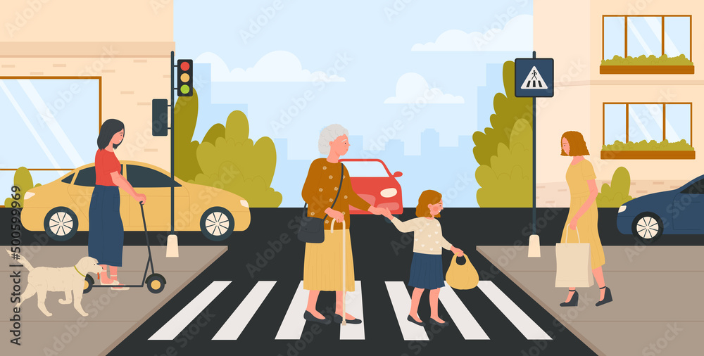 Helping Elderly Cross The Street