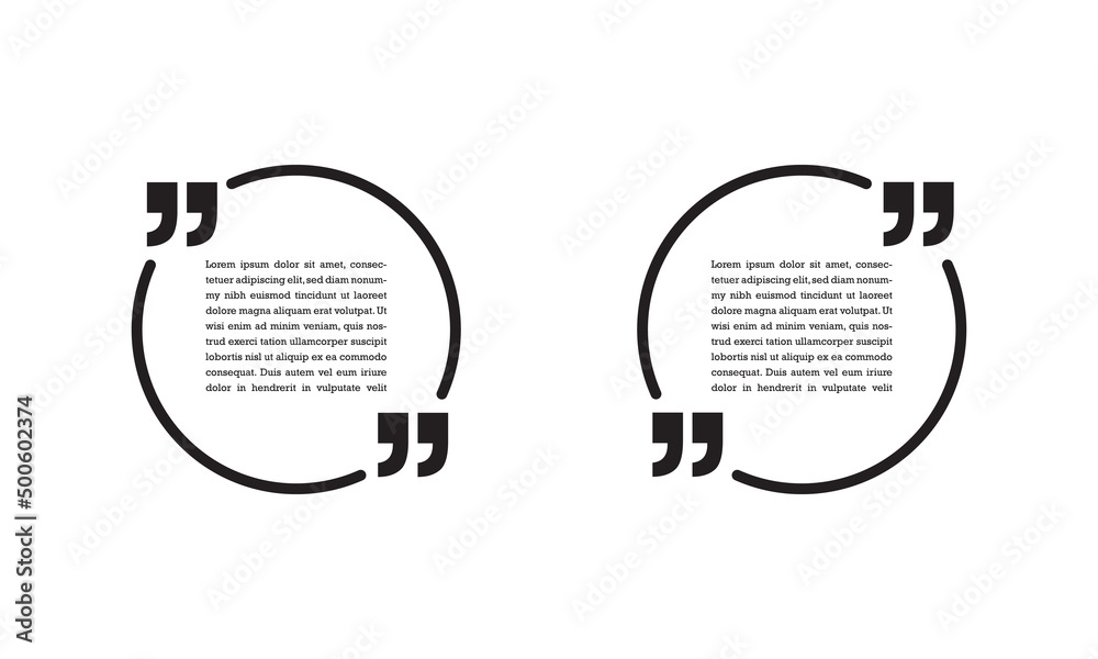 Quote bubble vector template set. Circle quotation vector text boxes ...