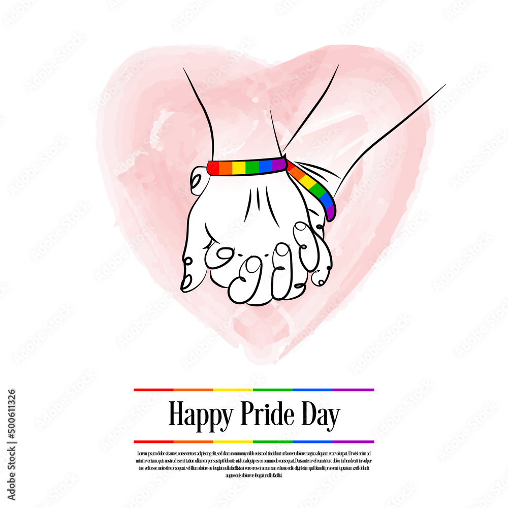 Hand Drawn Same Sex Holding Hands Lgbt Pride Month Premium Vector Stock